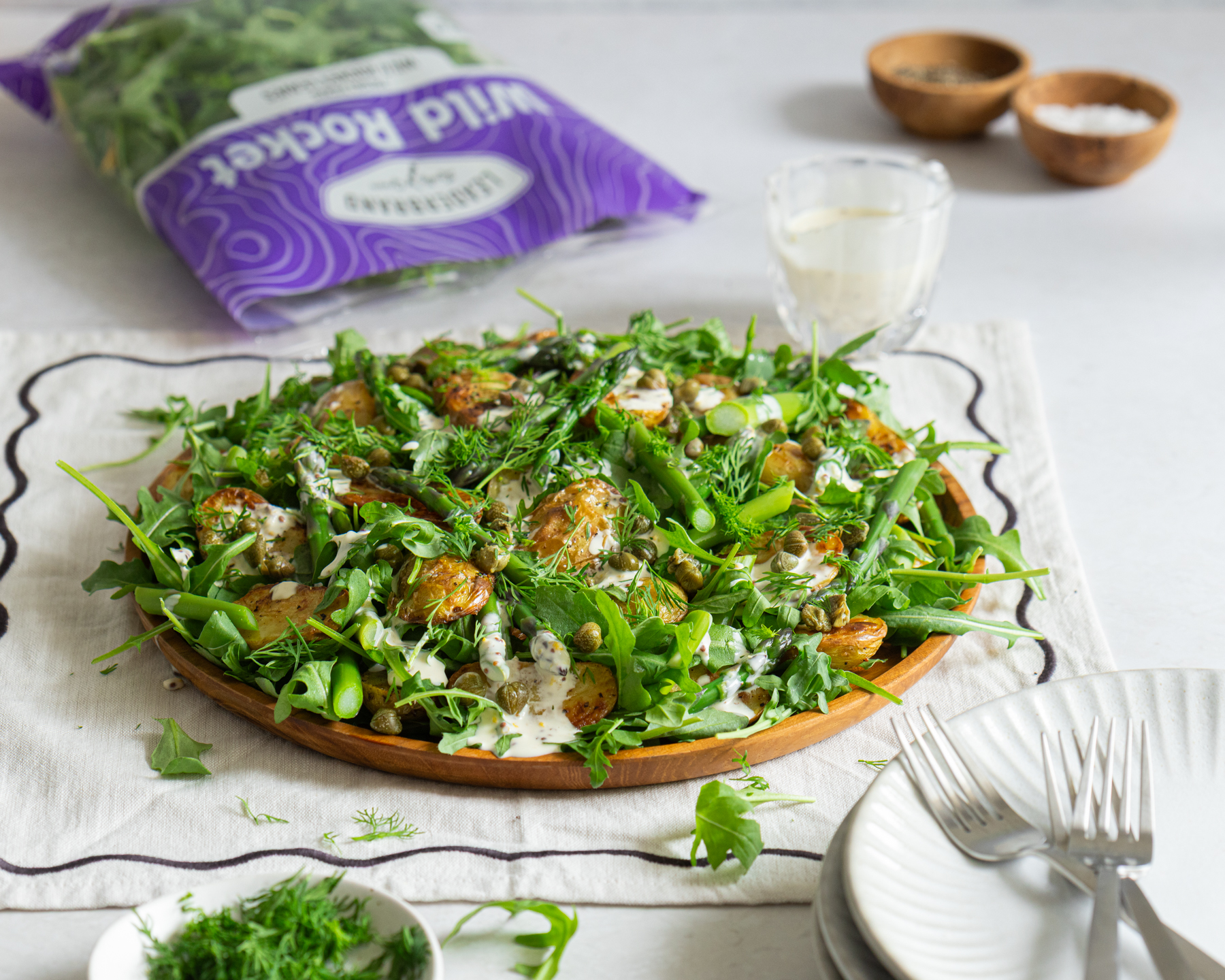CREAMY ROASTED POTATO, WILD ROCKET AND ASPARAGUS SALAD - LeaderBrand